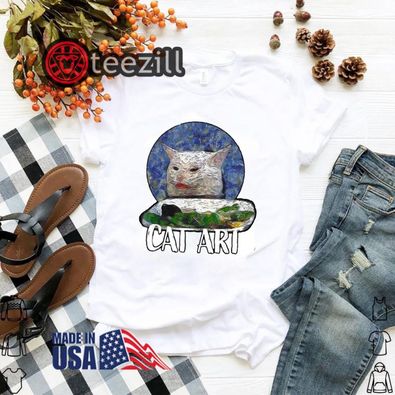 Angry Yelling At Confused Cat At Dinner Table Meme 2020 T-shirt - teezill