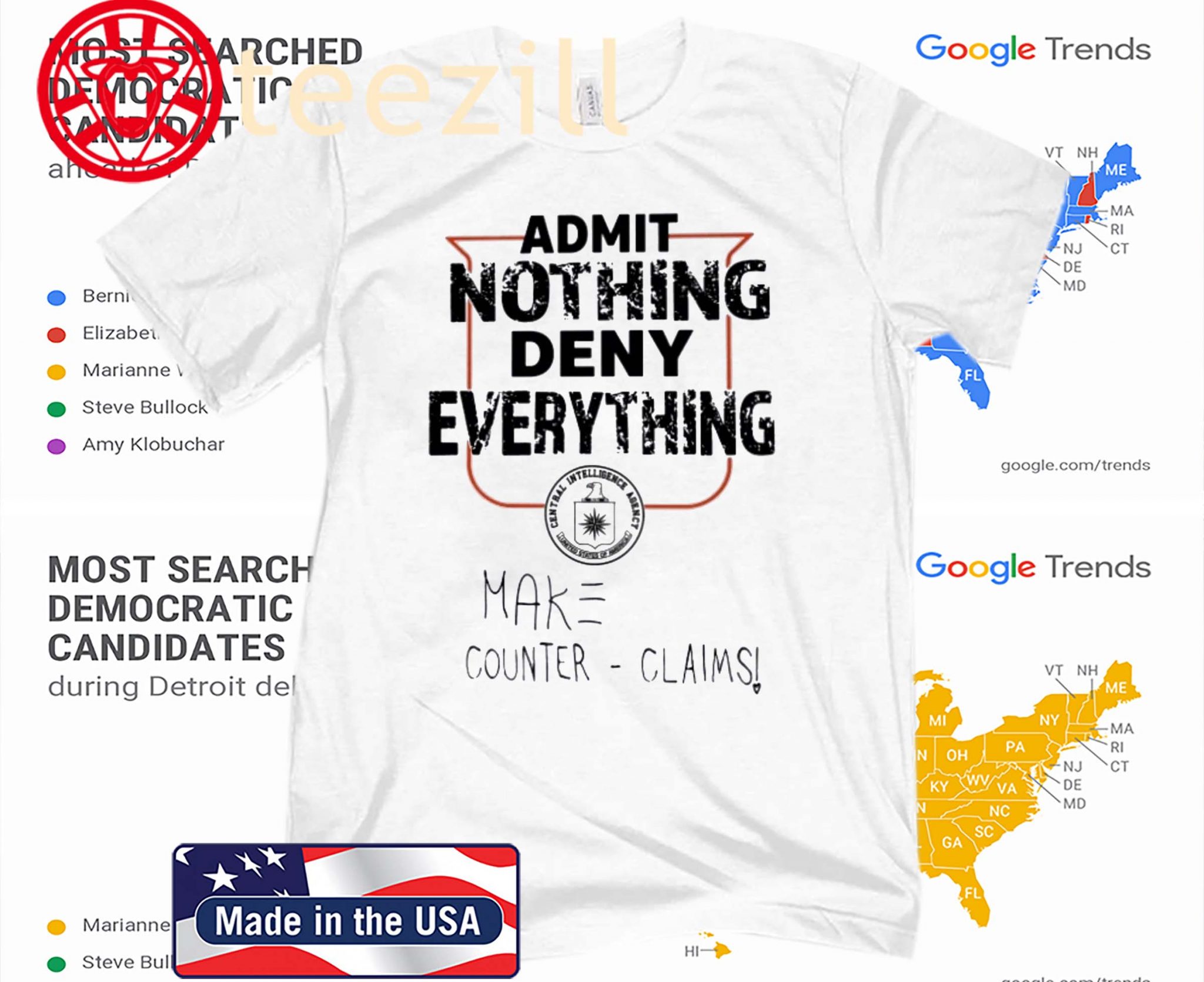 ADMIT NOTHING DENY EVERYTHING SHIRT MAK COUNTER – CLAIMS! Elon Musk ...