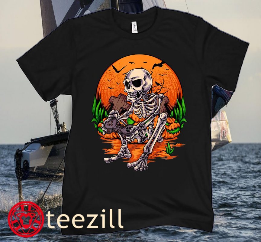 Halloween Kids Skeleton Gaming Gamer Unisex Shirts - teezill