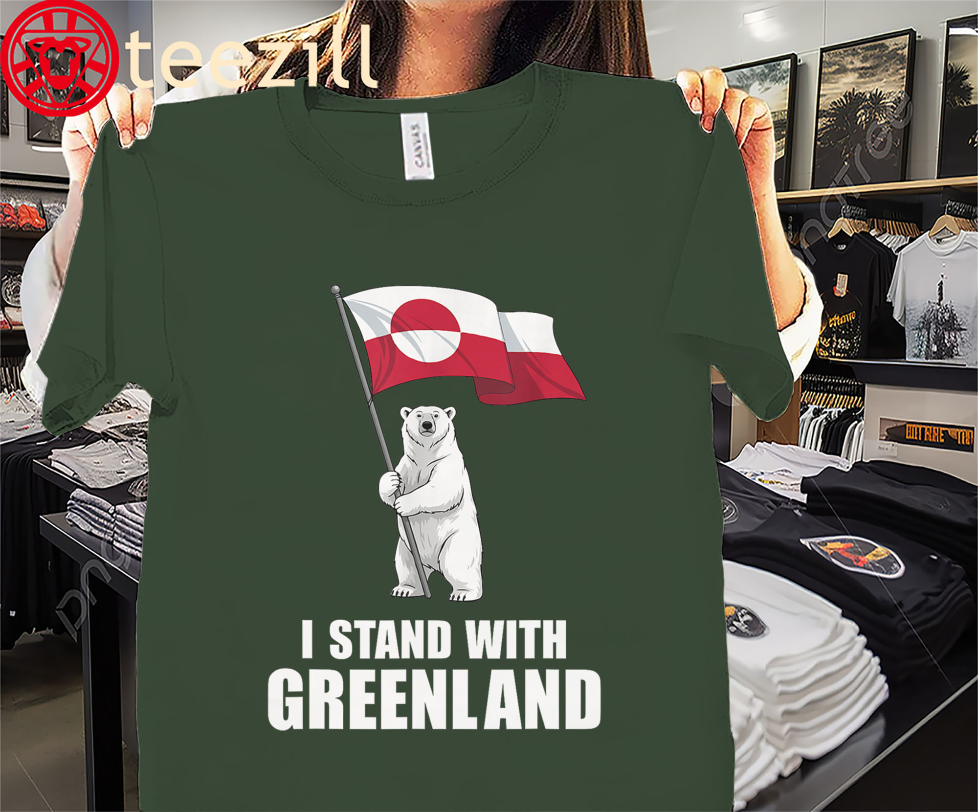 I Stand with Greenland Flag Bear Tee Shirt - teezill